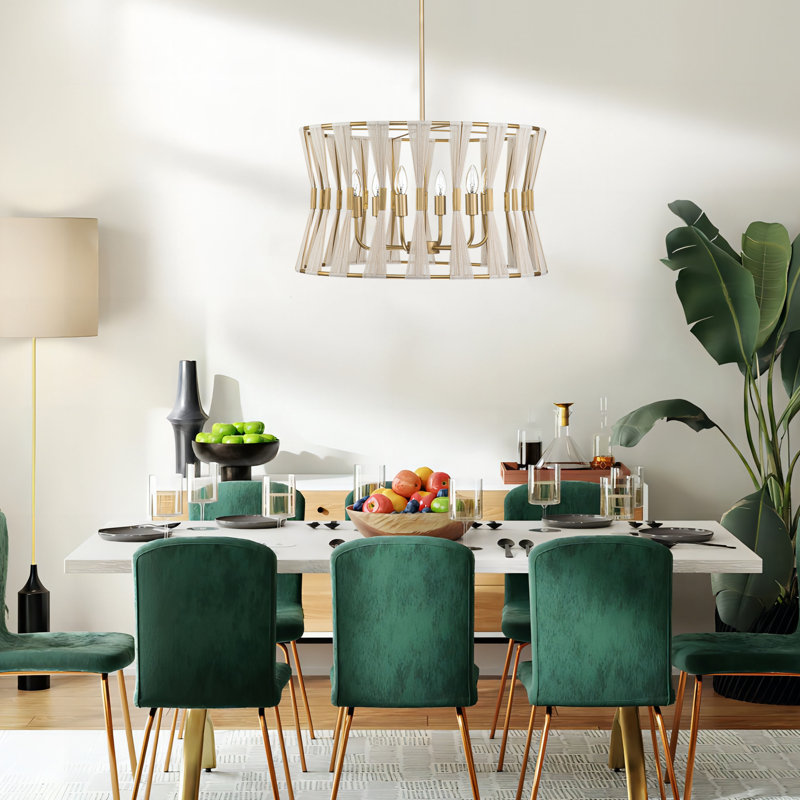 Everly Quinn Renessa 6 - Light Bleached Natural Rope/Patinaed Brass Finish & Reviews | Wayfair